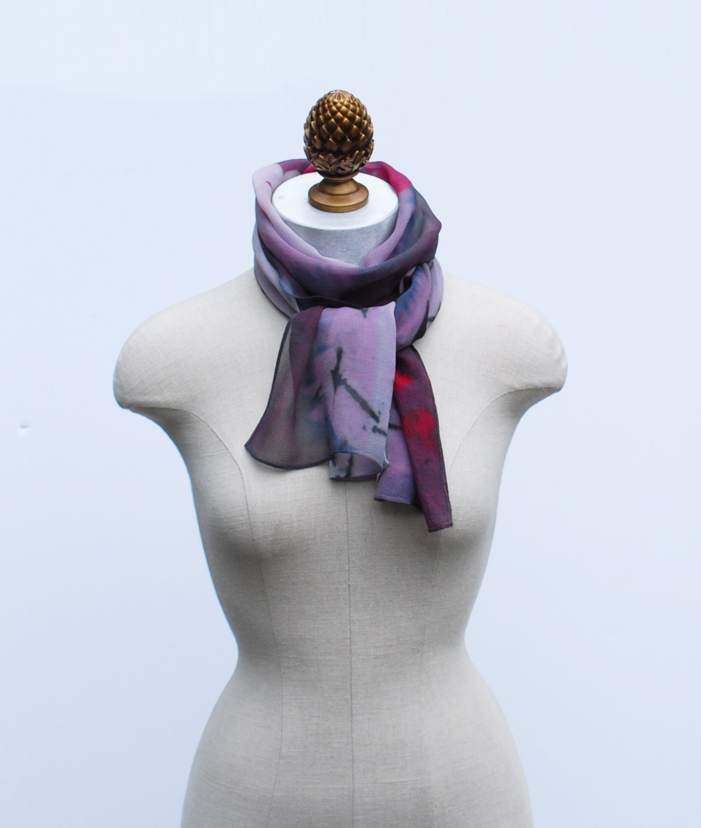 Asian Scarf, Zen Style, Ginko, Red and Black - Etsy