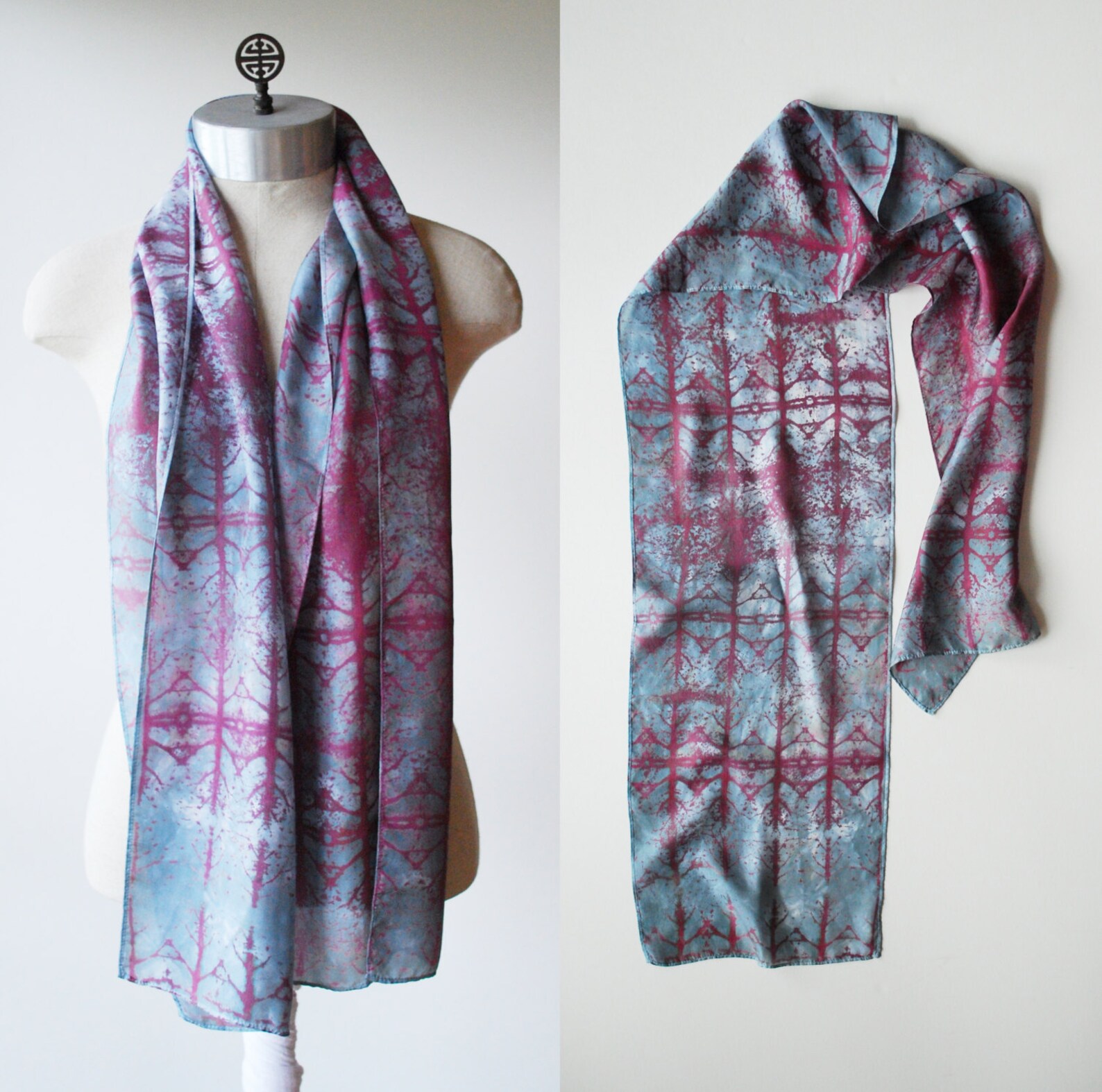 Hand Painted Silk Scarf, Screen Printed Scarf, Hand Dyed, Unique Scarf ...