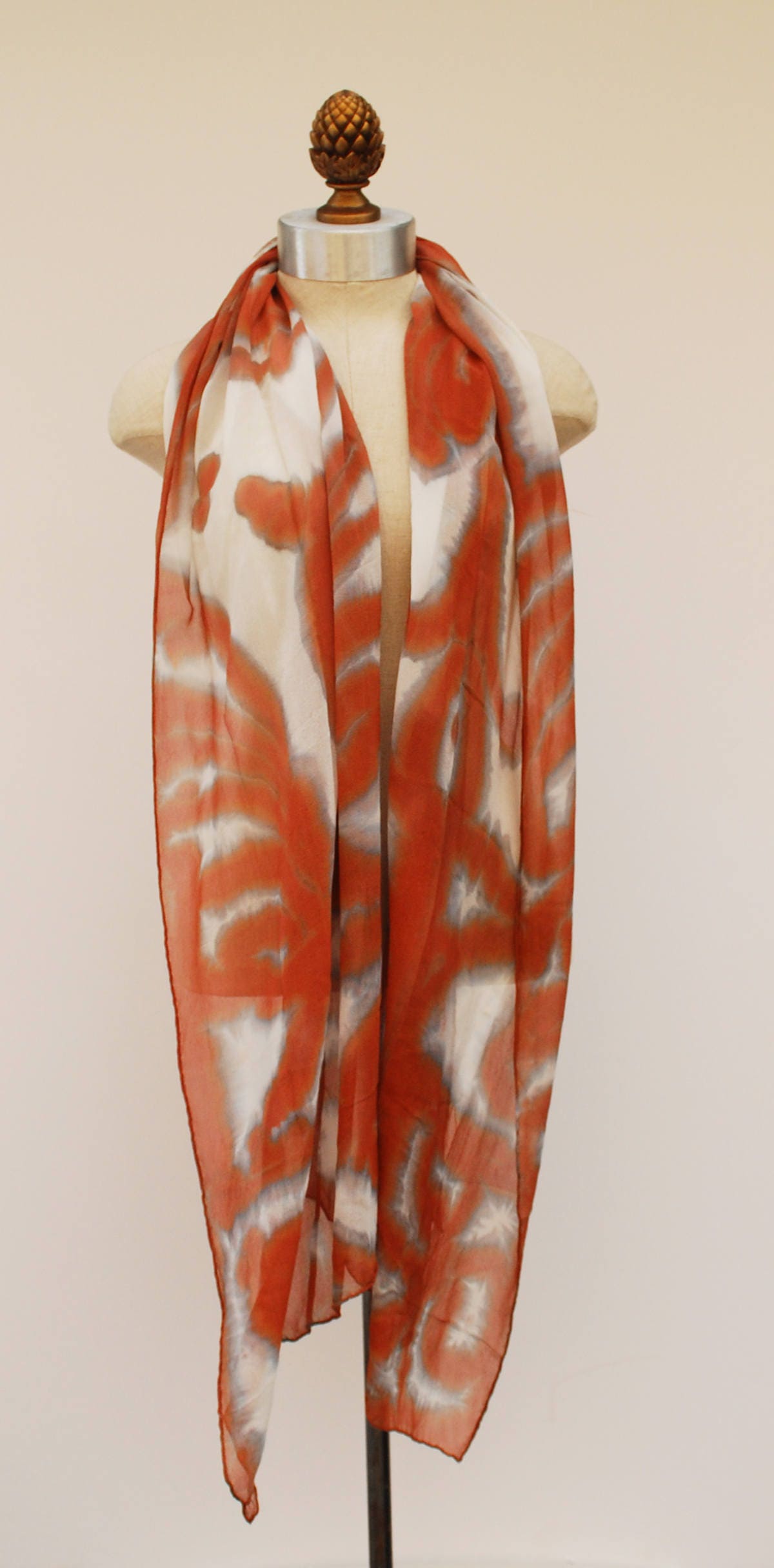 Rorschach Pattern, Copper Rust Silk Chiffon Scarf by 88editions - Etsy