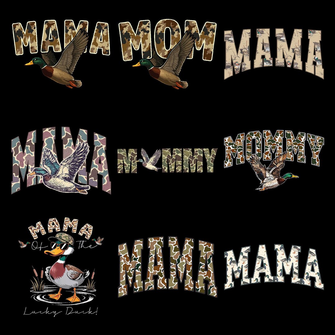Hunting Mom PNG Bundle, Mallard Duck Camo Mama Mommy Designs, Waterfowl ...