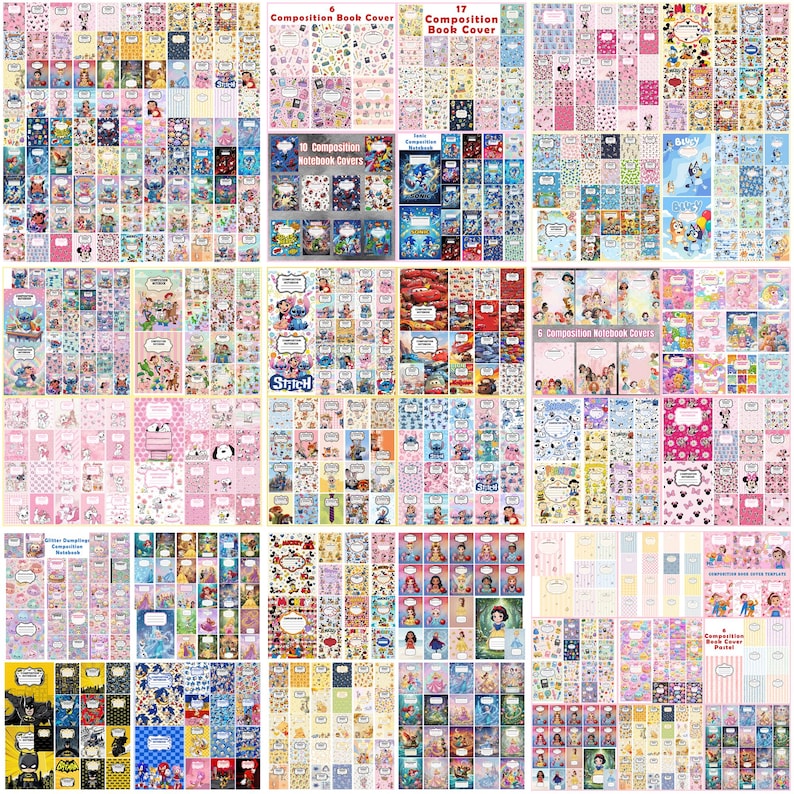 1000+ Composition Notebook Cover Cartoon Mega Bundle, Cartoon Themed ...