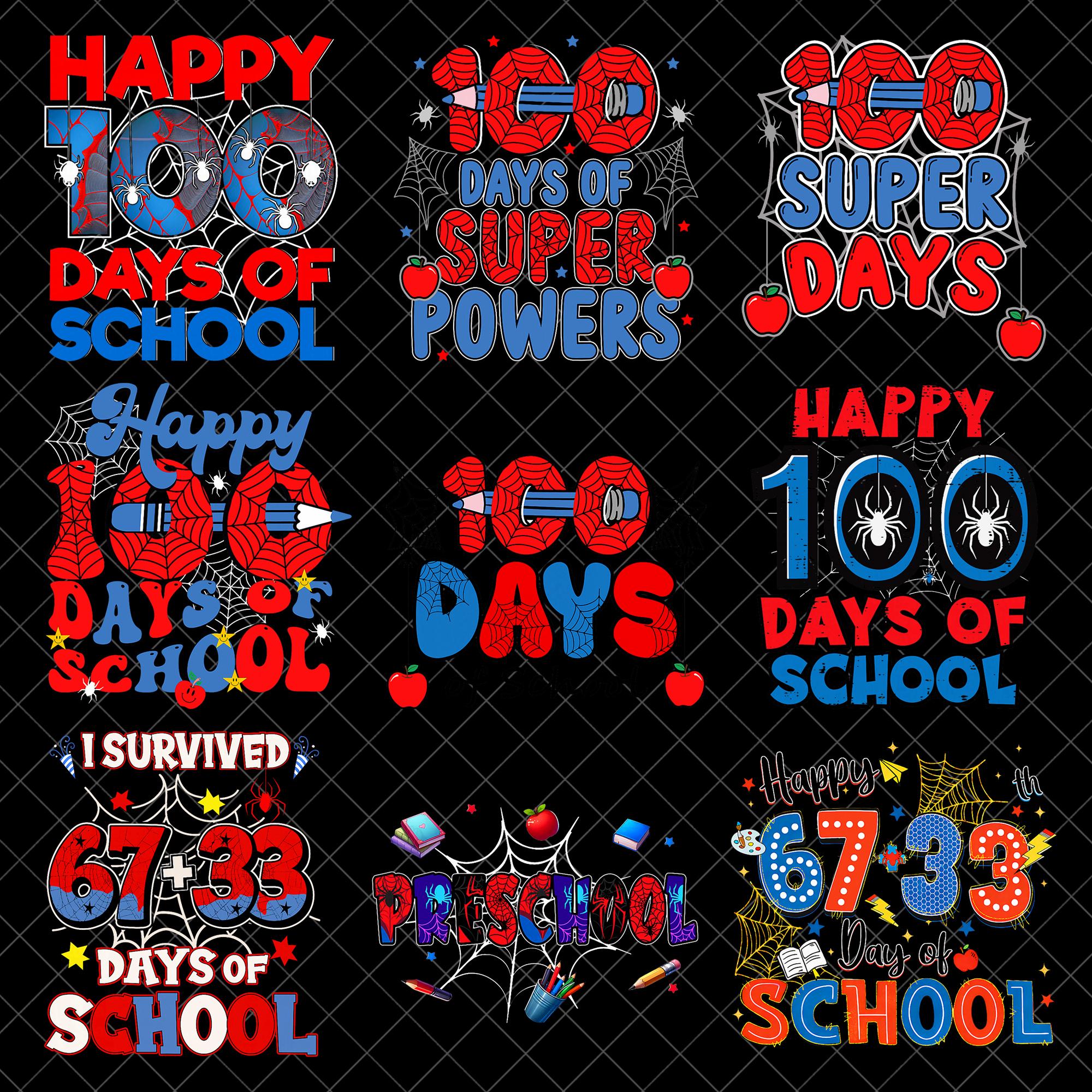 Spiderman 100 Days of School PNG | Superhero 100th Day Sublimation ...