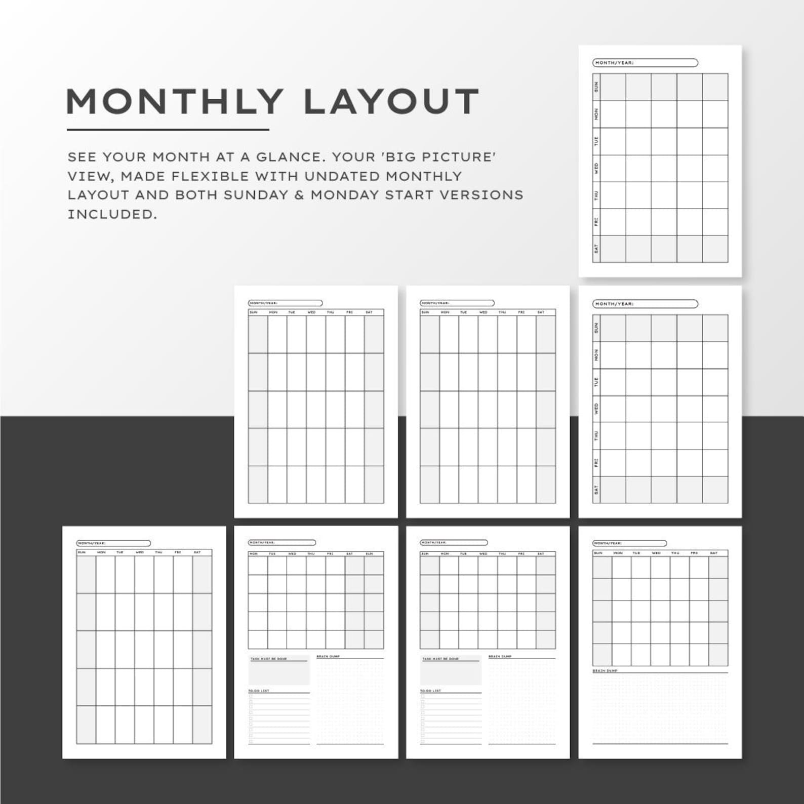 DIY Printable Discbound Planner Inserts, Undated Daily, Weekly, Monthly ...