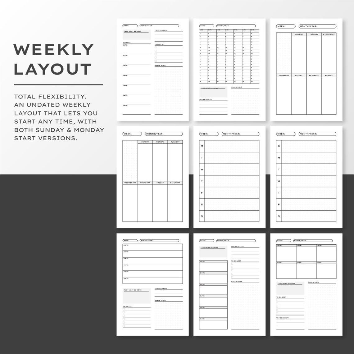 DIY Printable Discbound Planner Inserts, Undated Daily, Weekly, Monthly ...
