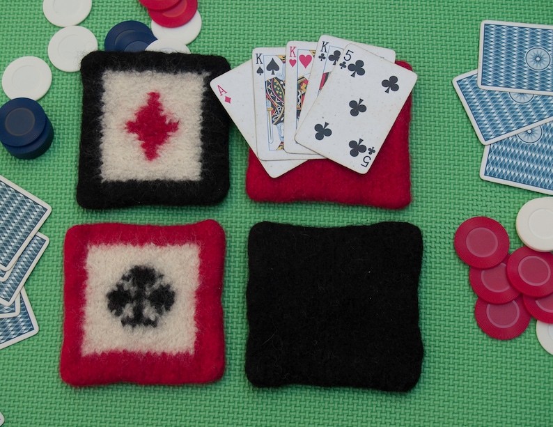 Felted Poker Playing Card Coasters Knitting PDF Pattern - Etsy