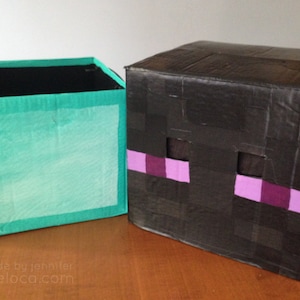 Minecraft Tutorial Enderman Head With Diamond Block Treat Basket DIY ...