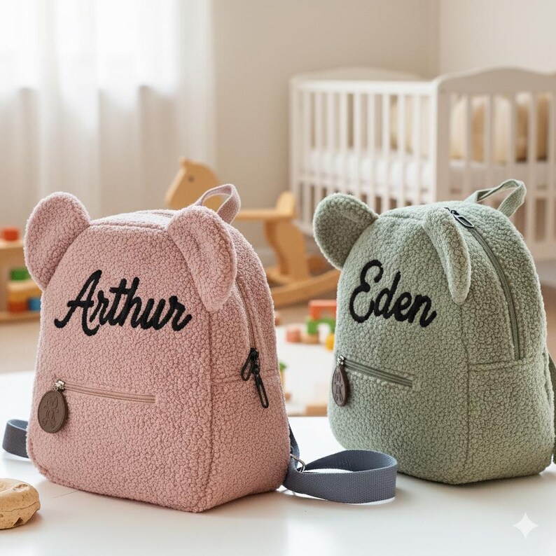Teddy Bear Kids Backpack, Plush Toddler Daypack, Personalized Name ...