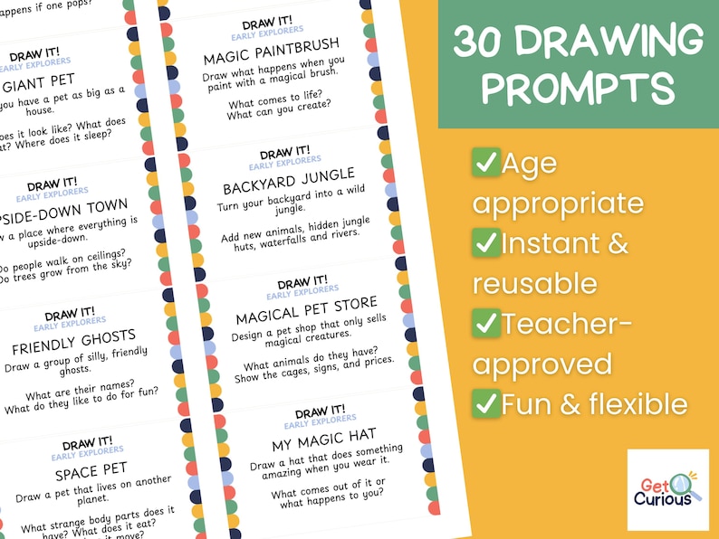 Draw It! Early Explorers – Printable Drawing Prompts Activity Cards for ...