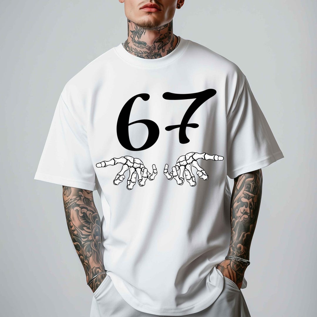 Six Seven 67 – Skeleton Hands Pointing Graphic, Edgy Humor Design - Etsy
