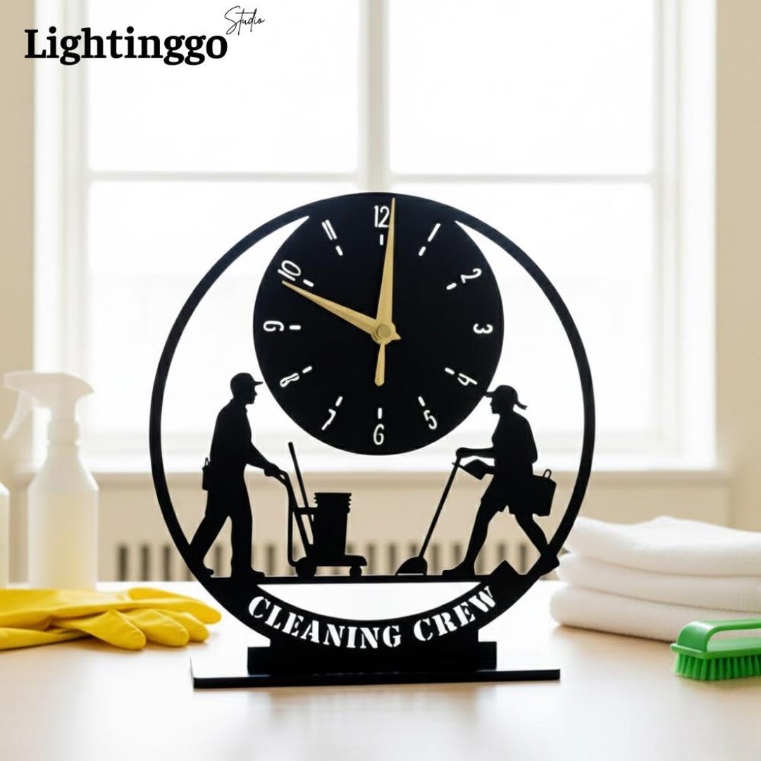 Personalized Cleaning Crew Desk Clock, Custom Janitor Table Clock ...