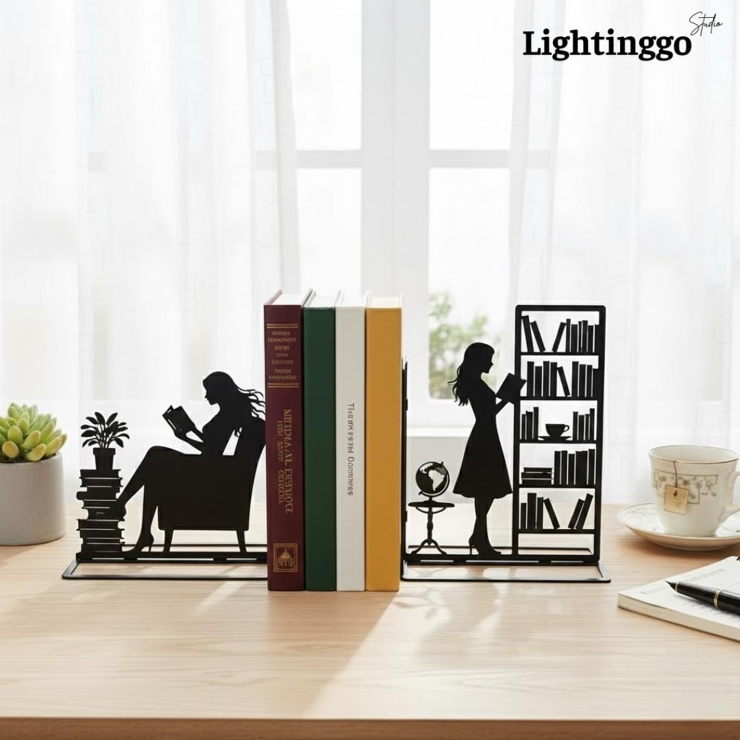 Personalized Girl Reading Metal Bookends, Custom Name Reader Book ...