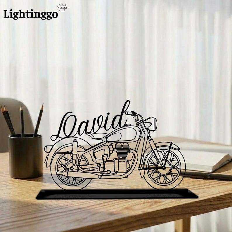 Personalized Motorcycle Metal Art Table Decor - Custom Name Gift for ...