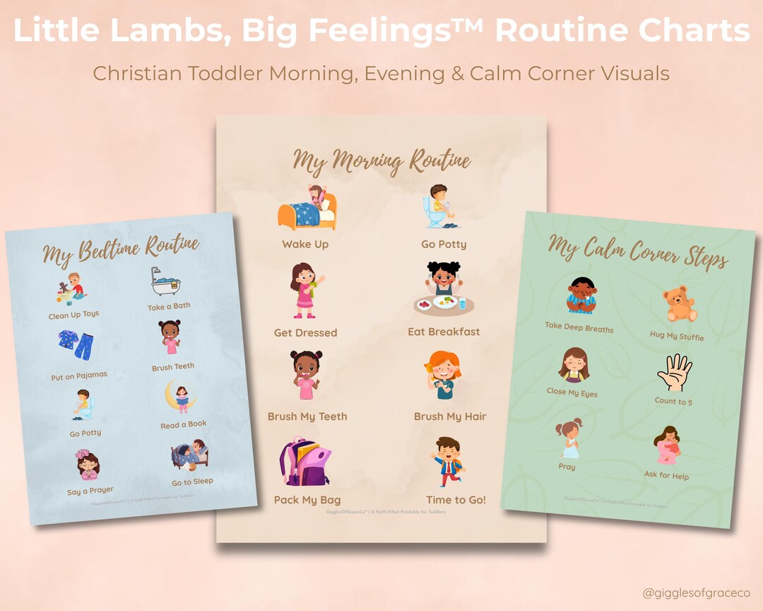 Christian Toddler Routine Charts: Morning, Evening, Calm Corner (PDF ...