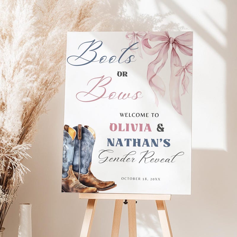 Blue Bow Babyshower Signs - Etsy