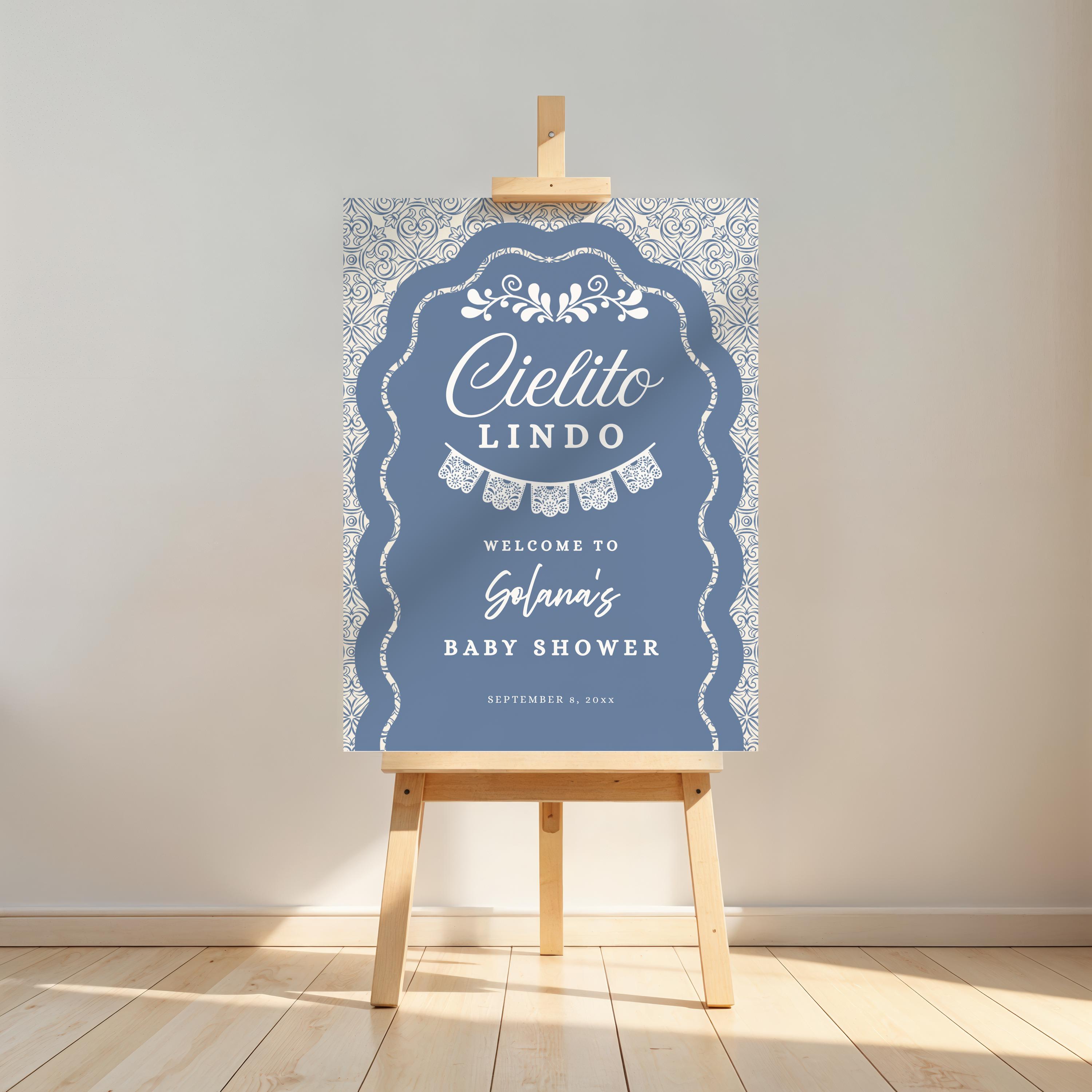 Blue Cielito Lindo Baby Shower Editable Welcome Sign, Cielito Lindo ...