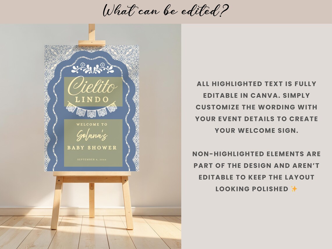 Blue Cielito Lindo Baby Shower Editable Welcome Sign, Cielito Lindo ...