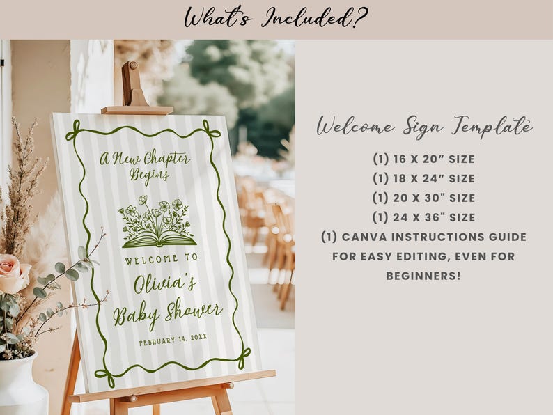 A New Chapter Begins Baby Shower Welcome Sign, Editable Storybook Theme ...