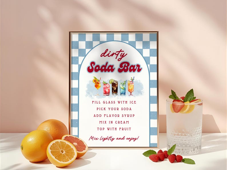 Dirty Soda Bar Table Sign Blue, Printable Soda Bar Baby Shower Sign ...