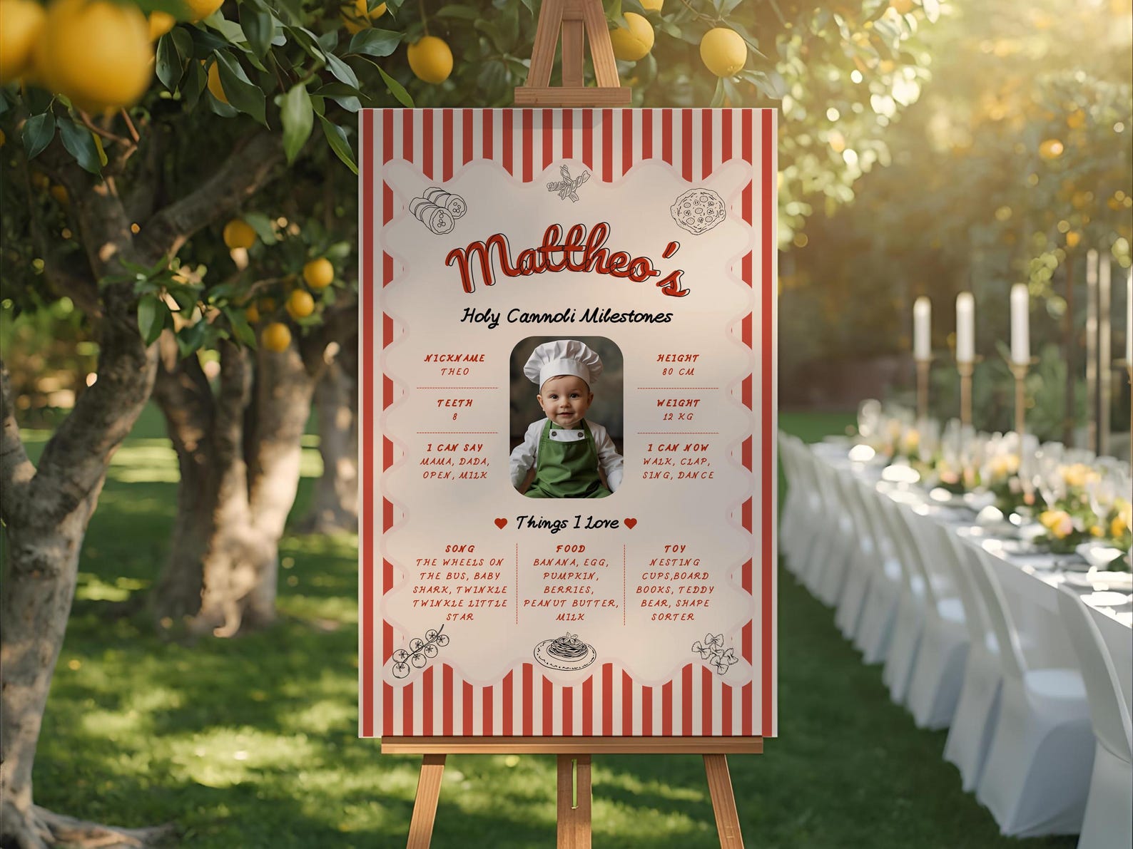 Editable Holy Cannoli First Birthday Invitation With Photo, Hand Drawn ...