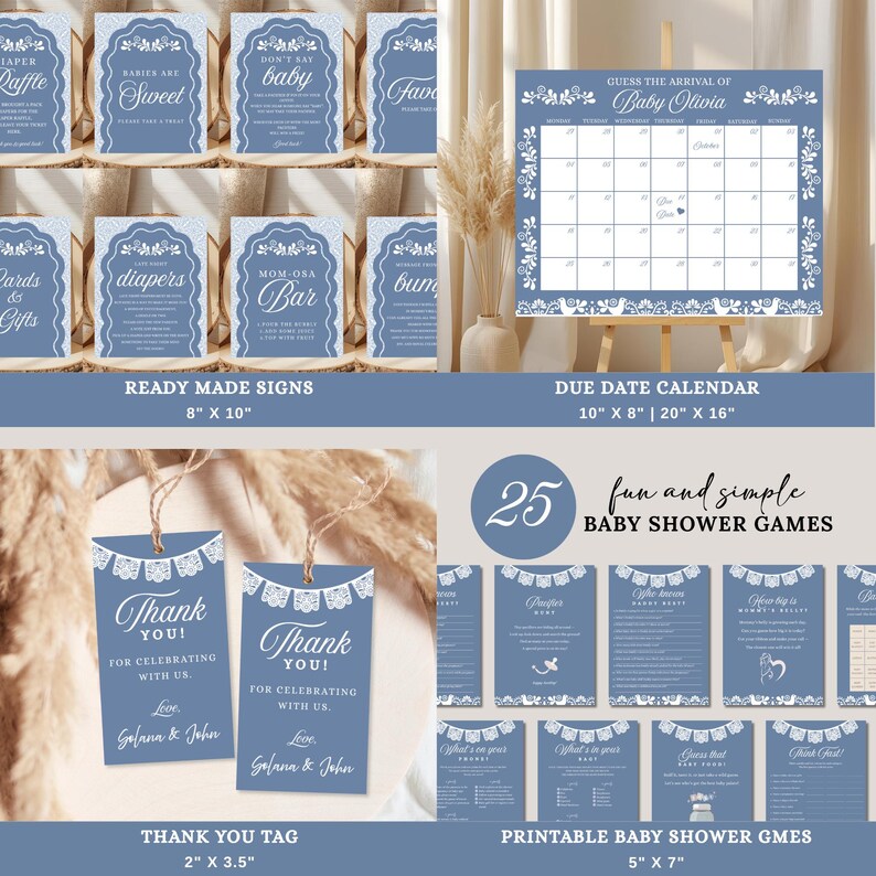 Cielito Lindo Baby Shower Bundle Boy, Editable Blue Cielito Lindo ...