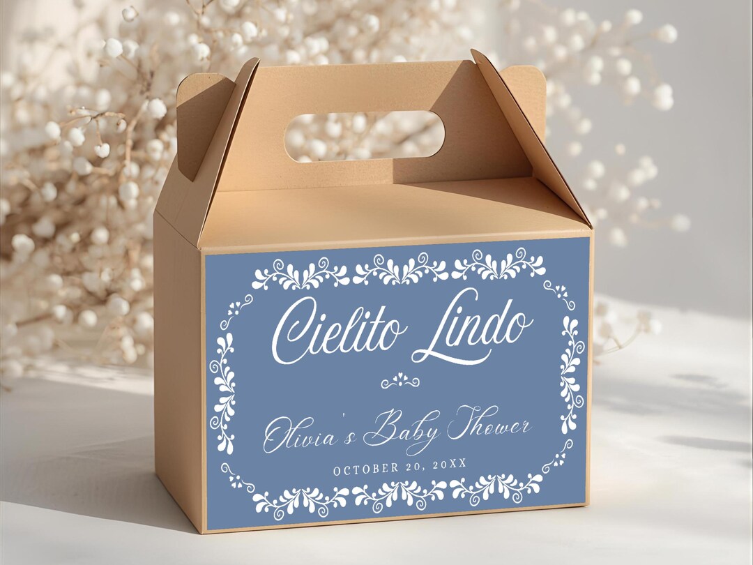 Editable Blue Cielito Lindo Gable Box Label Template, Printable Mexican ...