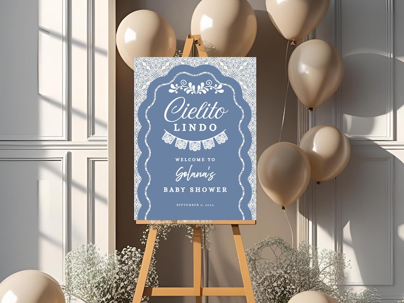 Blue Cielito Lindo Baby Shower Editable Welcome Sign, Cielito Lindo ...