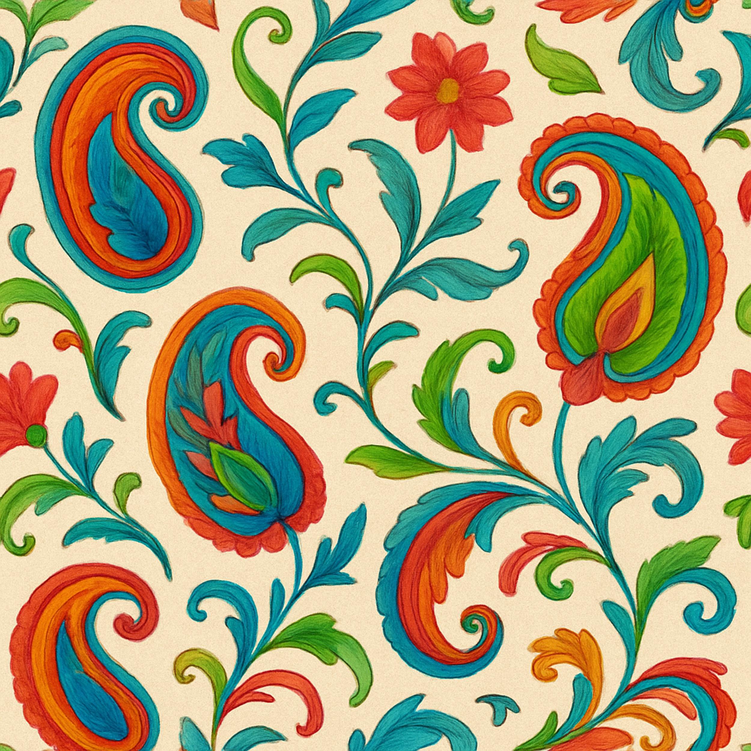 Colorful Paisley Digital Paper | Handpainted Seamless Background for ...