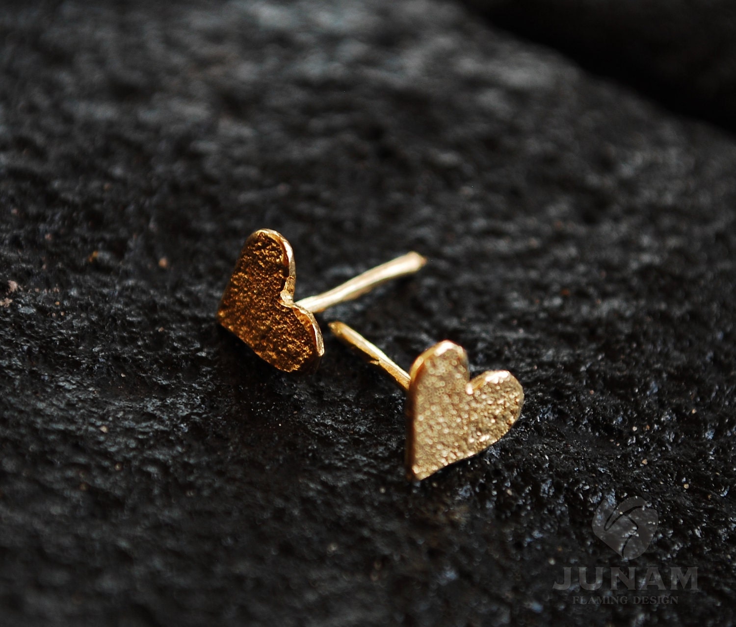 Heart earrings Gold heart earrings heart studs 18k gold | Etsy