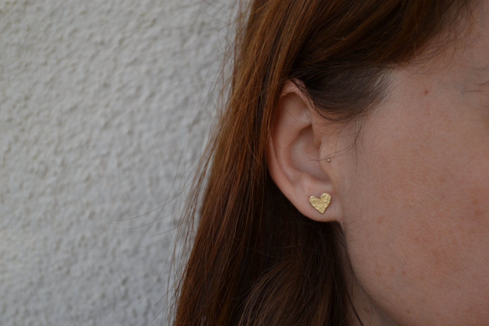 Heart Earrings Gold Heart Earrings Heart Studs 18k Gold - Etsy