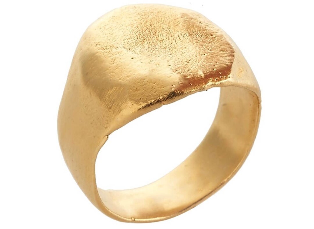Gold Signet Ring Modern Signet Pinky Ring Handmade 18 - Etsy