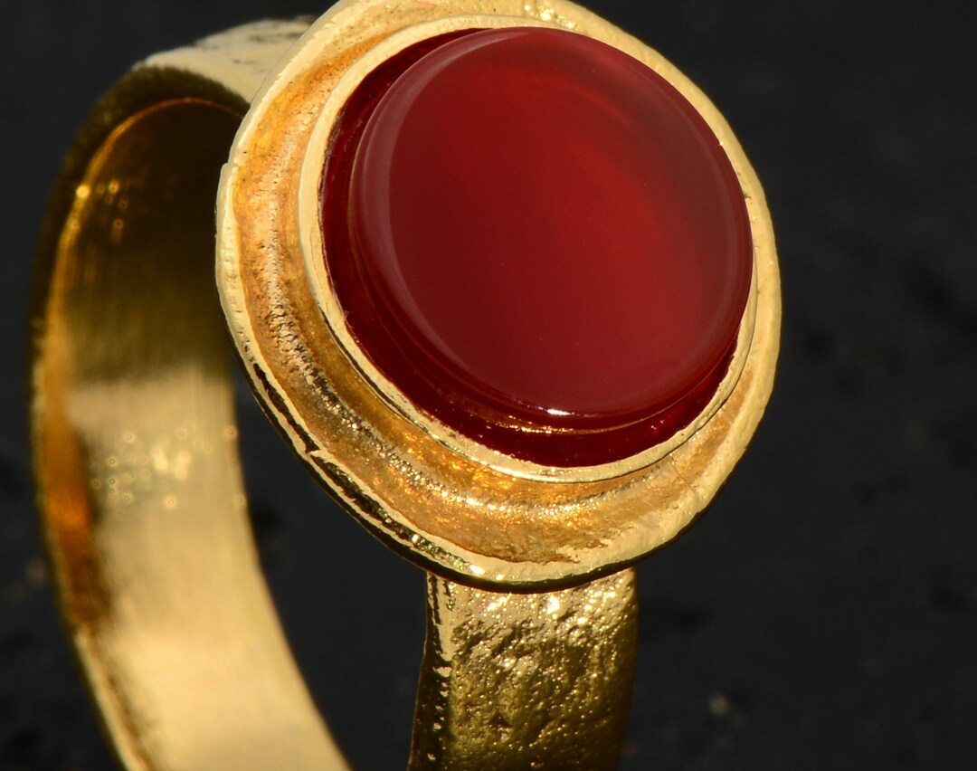 Signet Red Gold Ring Classic Elegant Layered Circle - Etsy