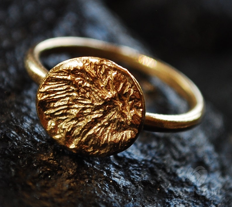 Gold Ring Rough Textured Circle Silver Ring Delicate | Etsy