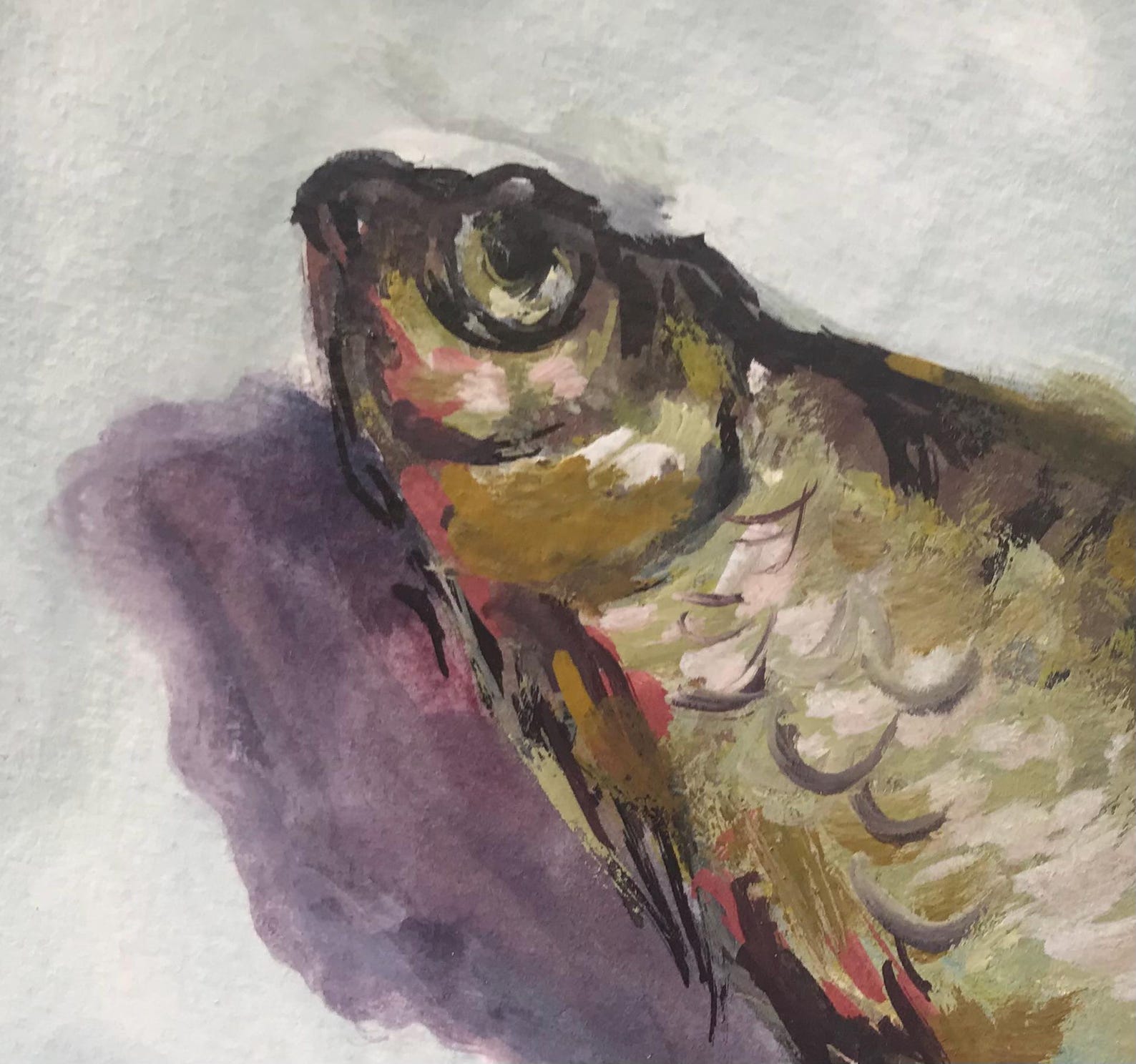 Dried Fish Original Gouache Painting,fish Painting ,kitchensrt,moody ...