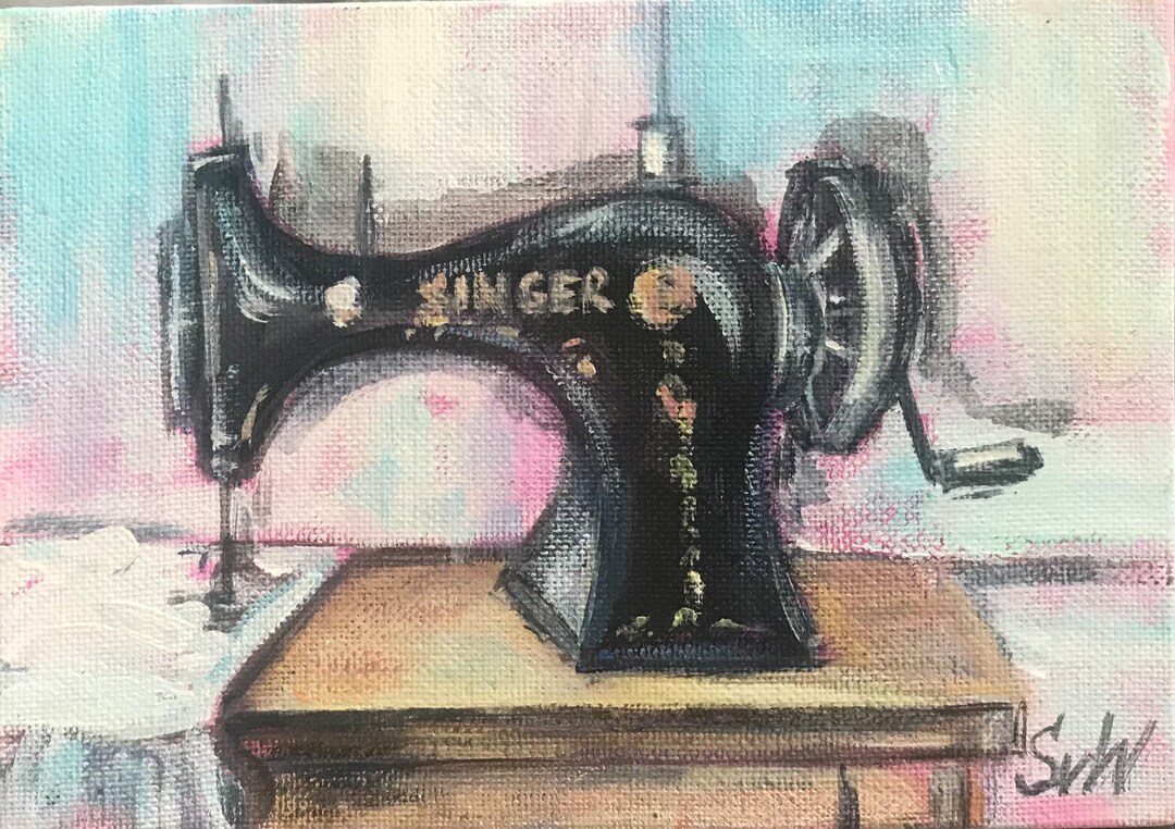 Singer Sewing Machine Painting Original Art 5 X 7" - Etsy
