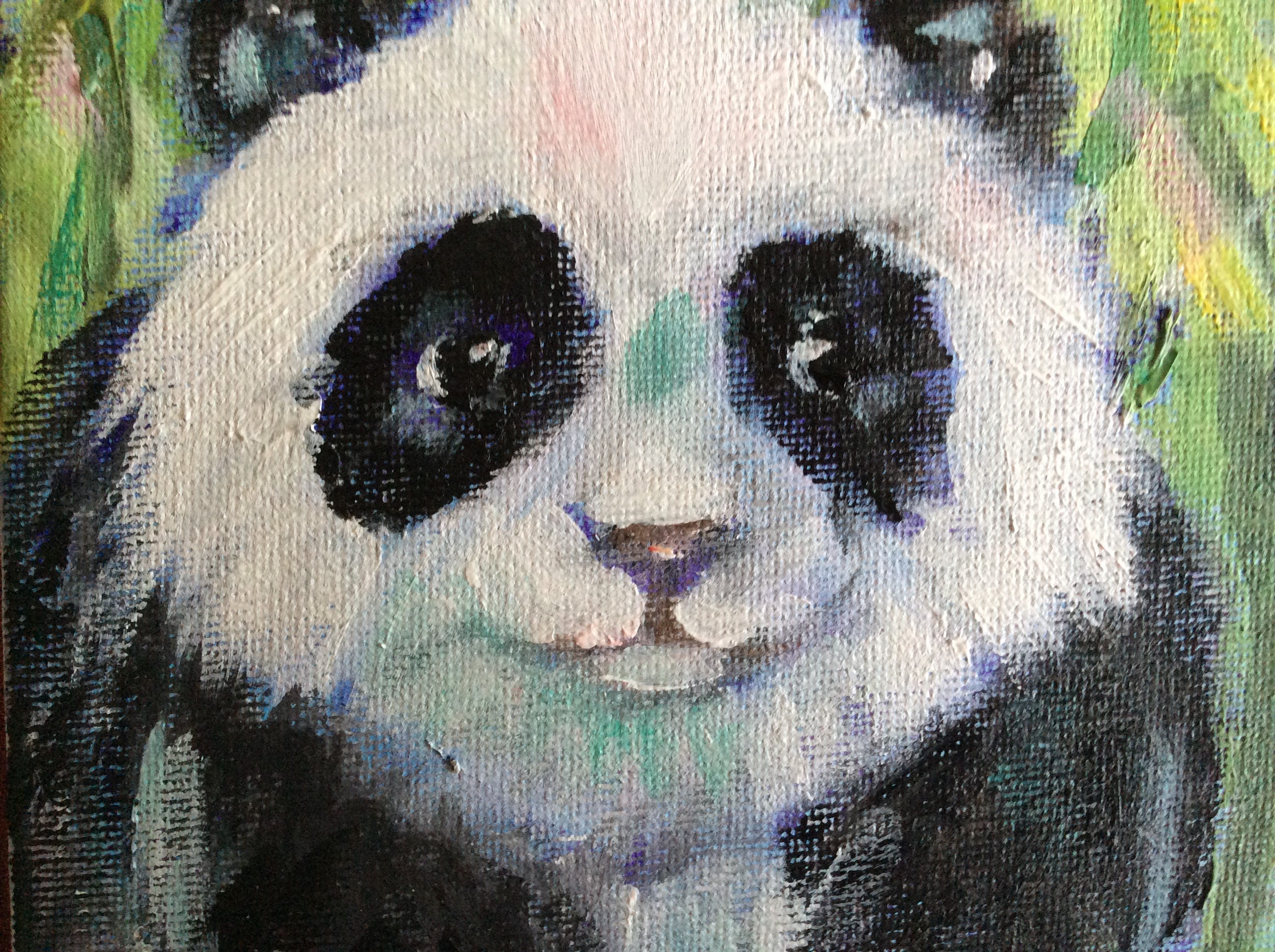 Panda painting Original Painting Children's Art Panda | Etsy