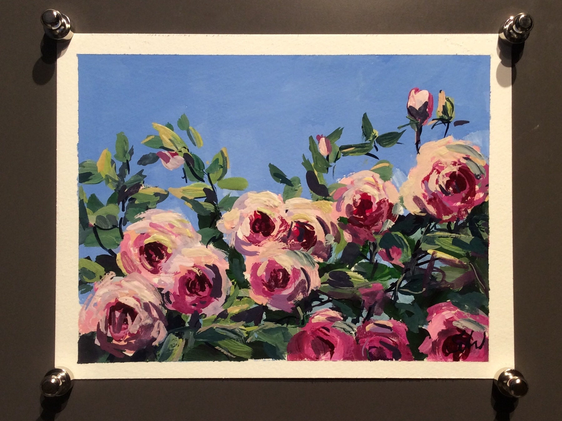 Roses Painting Original Gouache Painting 6 X 8’’ - Etsy
