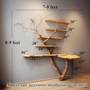 Tree Branch Shelves: a Unique Floating Wood Natural Edge Table Made of ...