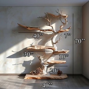 Live Edge Shelf Solid Wood Bookshelf Decor With Floating Shelves in the ...