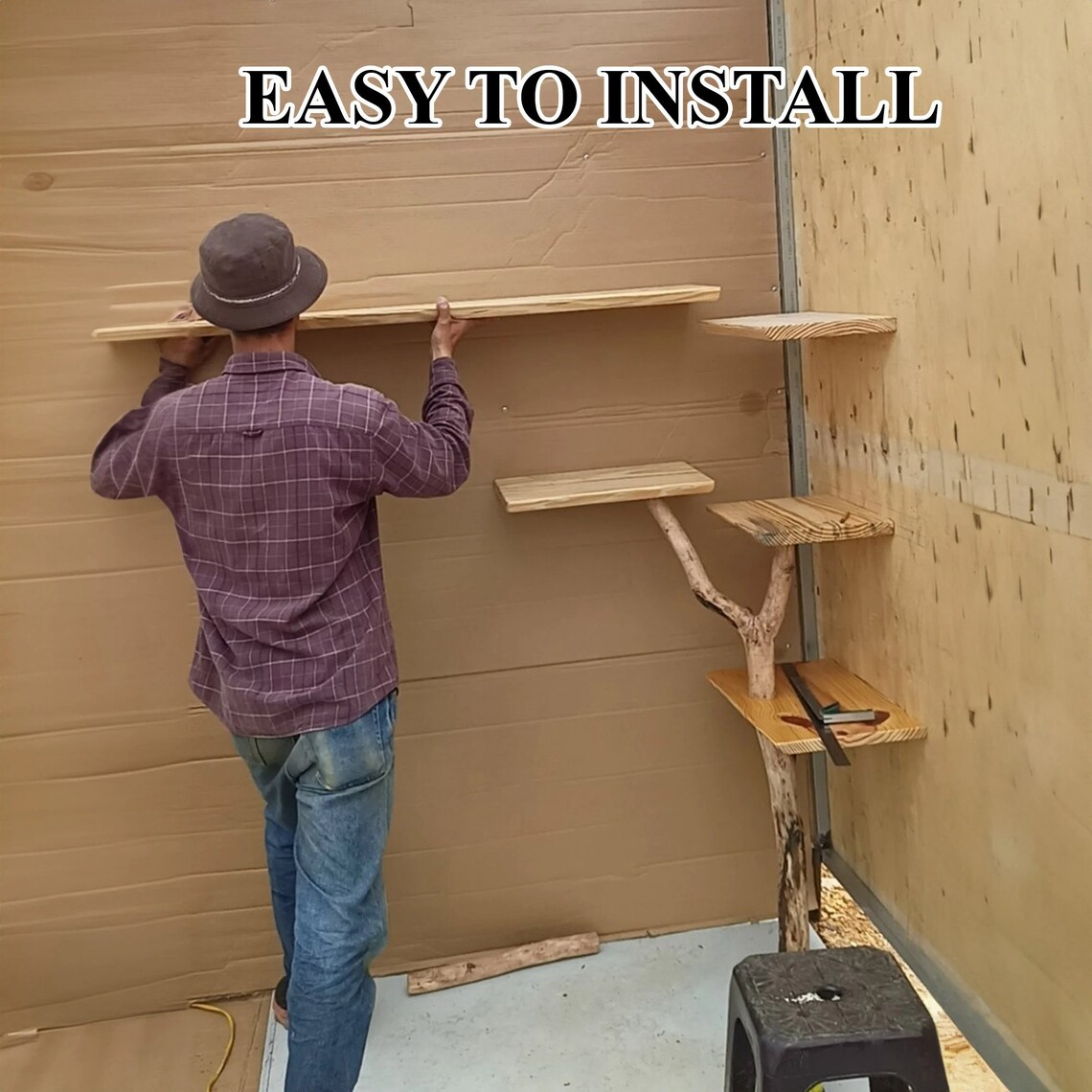 Live Edge Shelf Solid Wood Bookshelf Decor With Floating Shelves in the ...