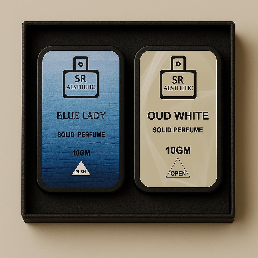 Blue Lady & Oud White Solid Perfume Set: Alcohol-free Portable ...
