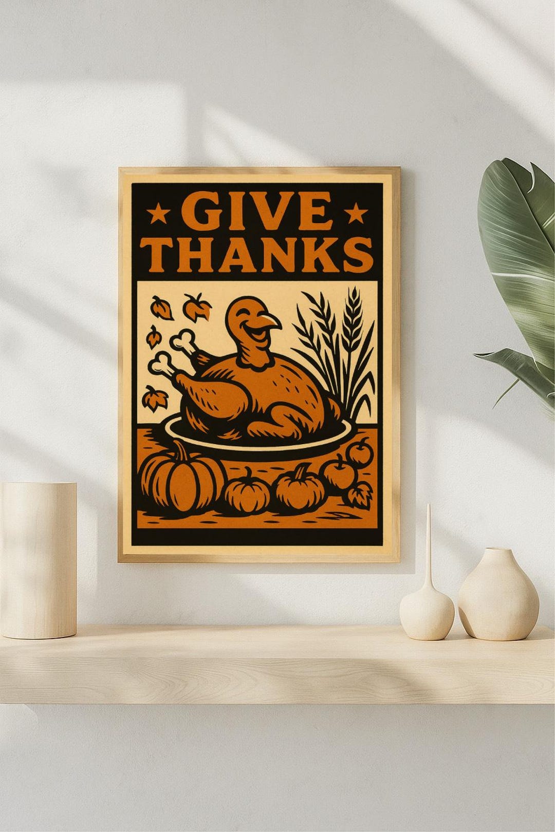 Retro Thanksgiving Turkey Print | Mid Century Harvest Poster (digital ...
