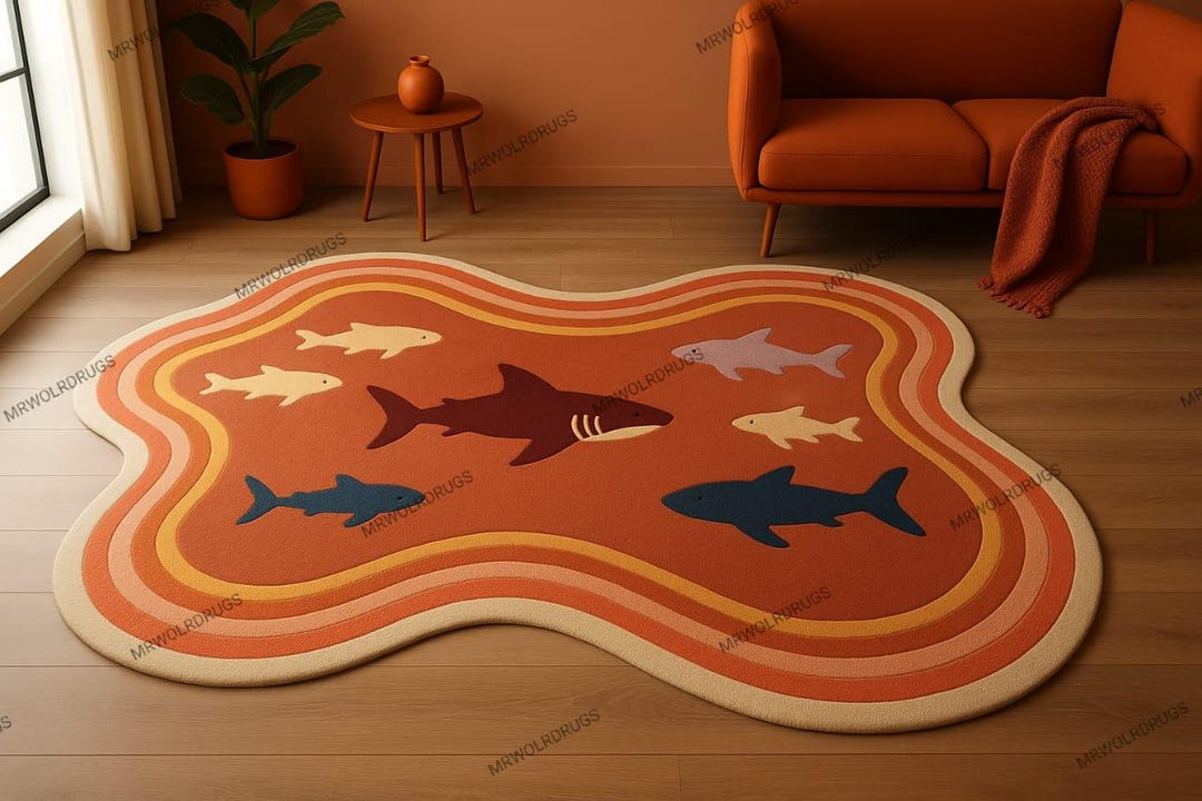 Handmade Tufted Shark Rug: Retro Ocean Theme Irregular Rug - Etsy