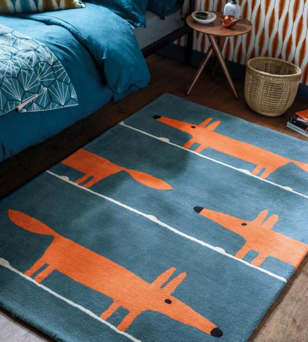 Hand Tufted Fox Pattern Rug: Modern Animal Illustration Area Rug - Etsy