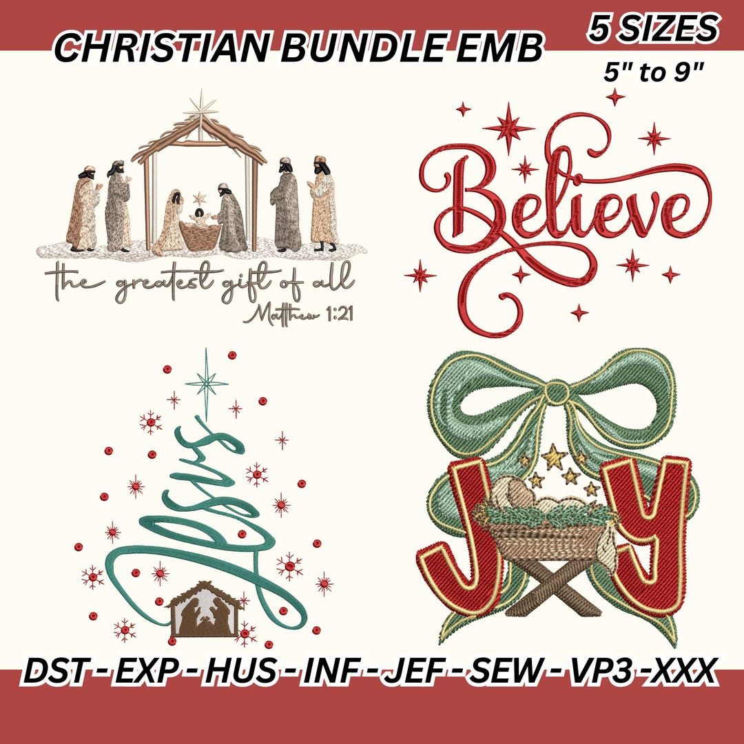 Christian Nativity Embroidery Designs, Holiday Bundle (digital Files ...