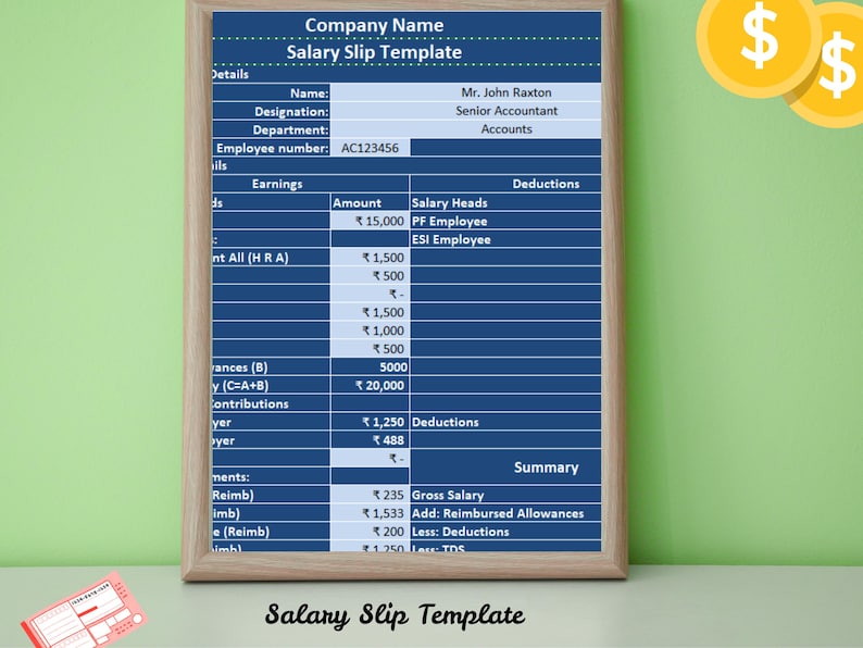 Digital Payroll Sheet | Printable Salary Slip | Editable Payslip ...