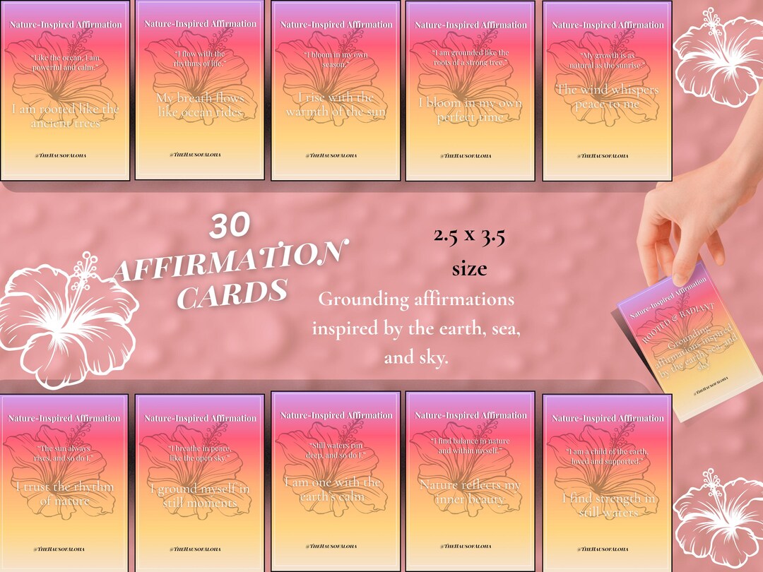 Nature Inspired Affirmation Cards Printable Deck Mindfulness and ...