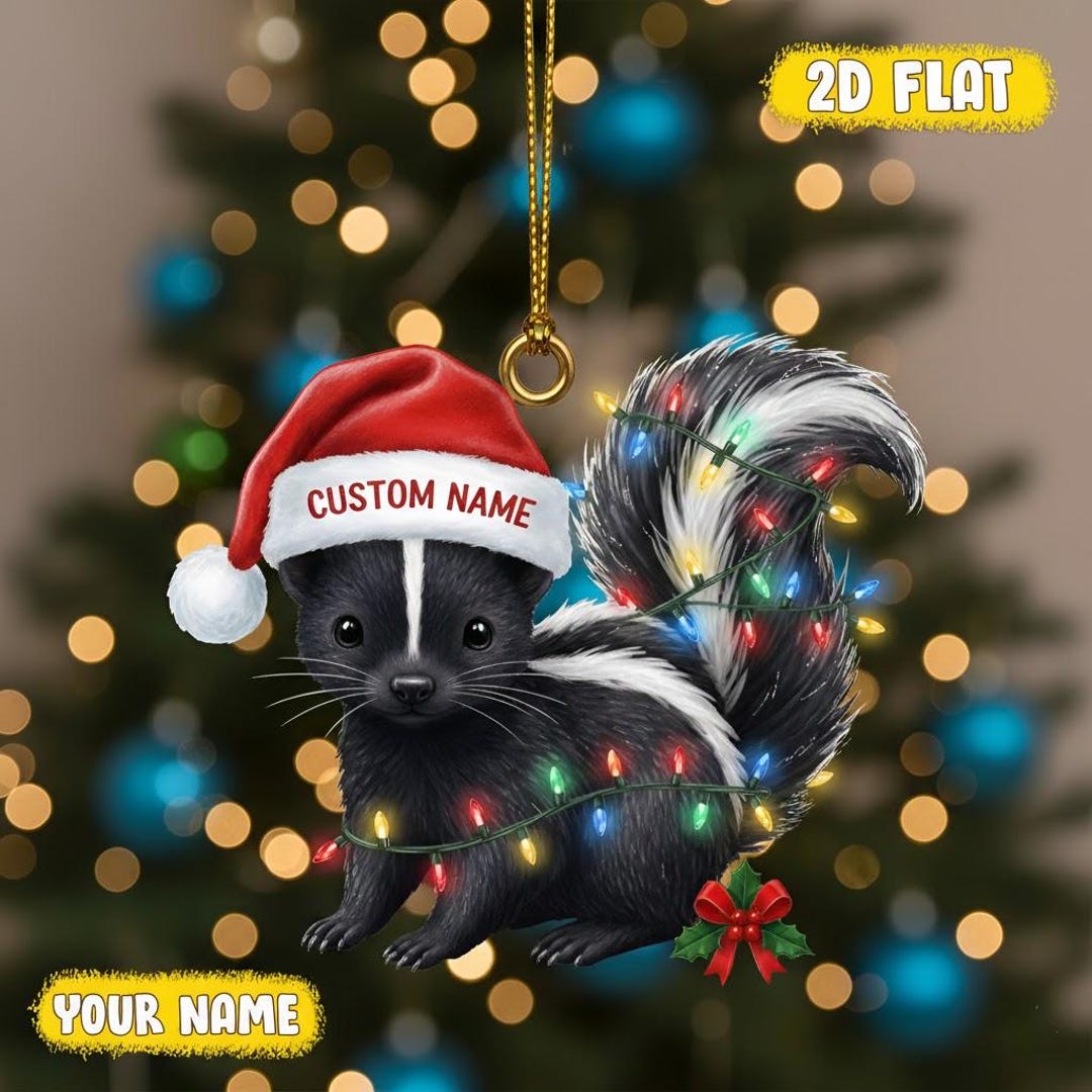 Custom Skunk Christmas Ornament, Personalized Cute Tree Decor, Funny ...