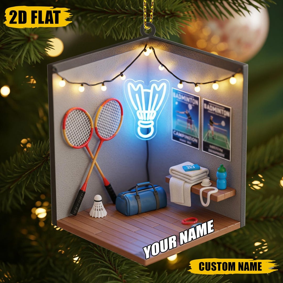 Personalized Badminton Ornament, Custom Name Shuttlecock Gift ...