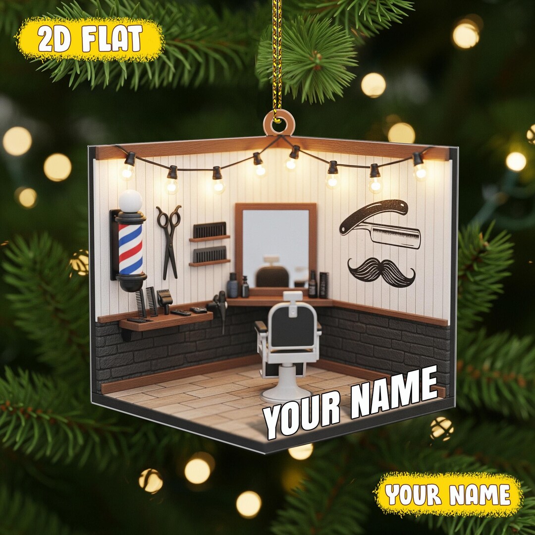 Personalized Barber Ornament, Custom Name Barbershop Decor, Gift for ...