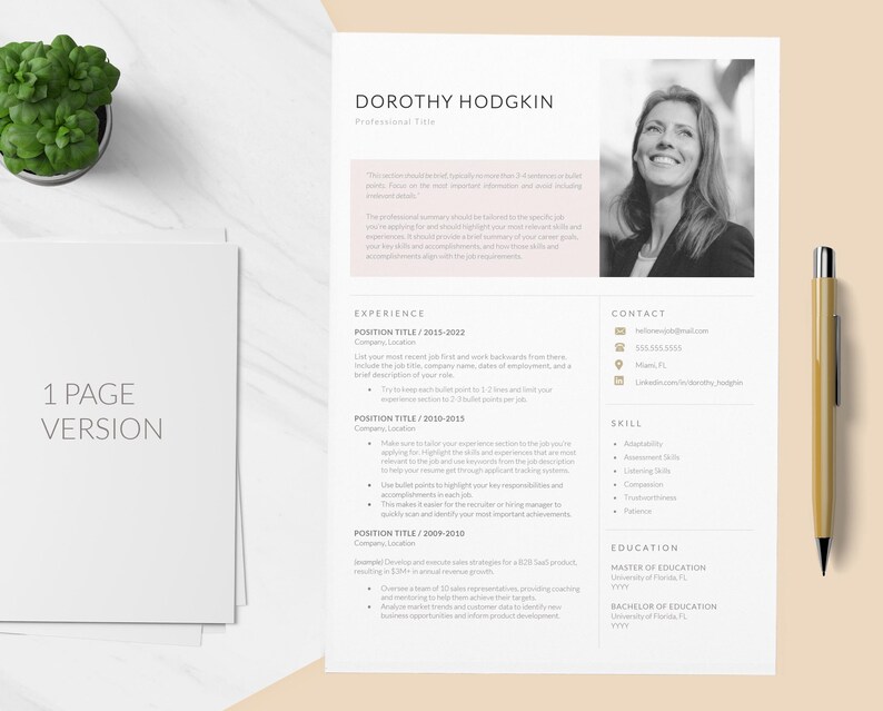 Modern Resume Template With Cover Letter (word, Google Docs, Canva ...